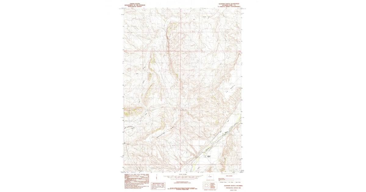 1985 Map of Sleepers Ranch, Park County, WY — High-Res | Pastmaps