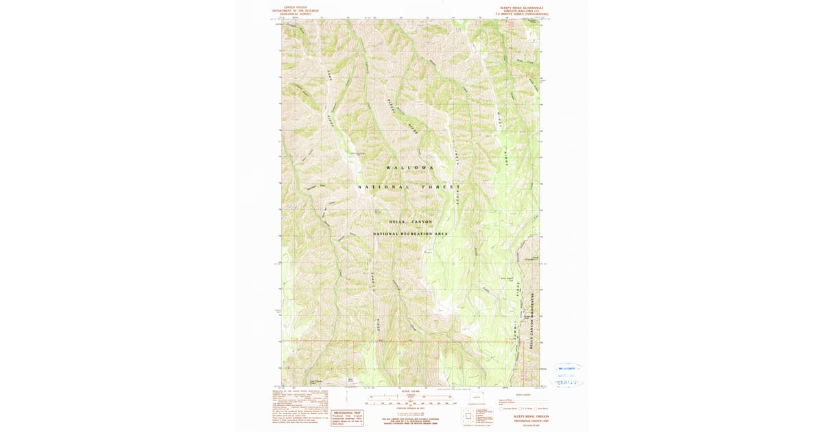 1990 Map of Sleepy Ridge, Wallowa County, OR — High-Res | Pastmaps