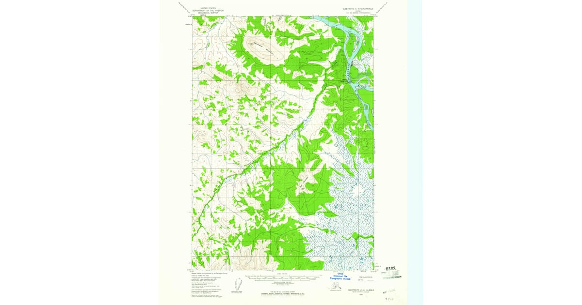 1954 Map of Sleetmute C-4, Bethel Borough, AK — High-Res, 1961 Print #2 ...