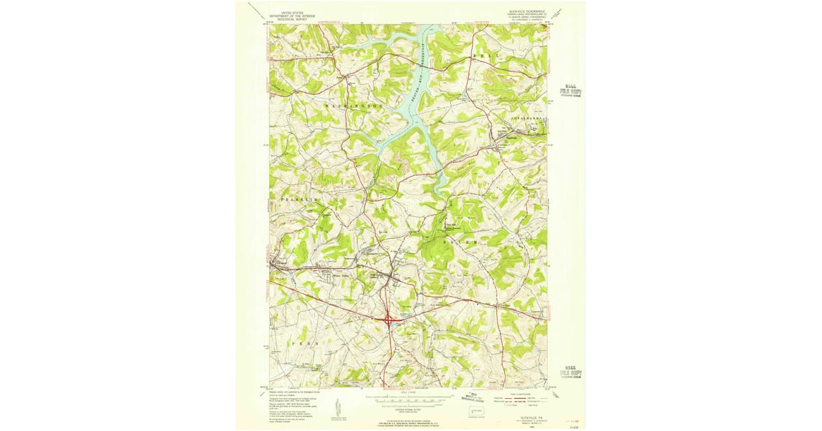 1954 Map of Slickville, PA — High-Res | Pastmaps