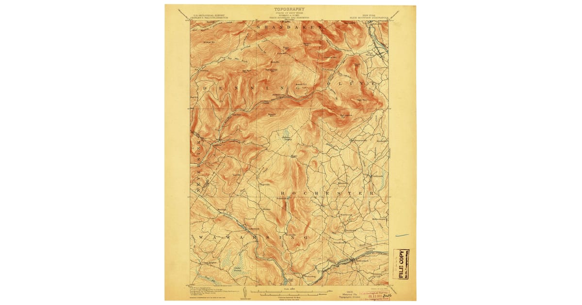 1905 Map of Slide Mountain, Ulster County, NY — High-Res | Pastmaps
