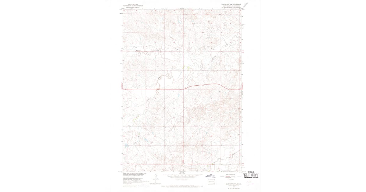 1967 Map of Slim Butte NW, Oglala Lakota County, SD — High-Res | Pastmaps