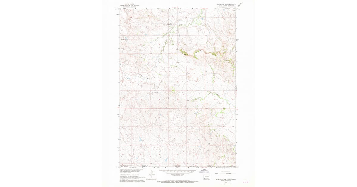 1967 Map of Slim Butte SW, Oglala Lakota County, SD — High-Res | Pastmaps