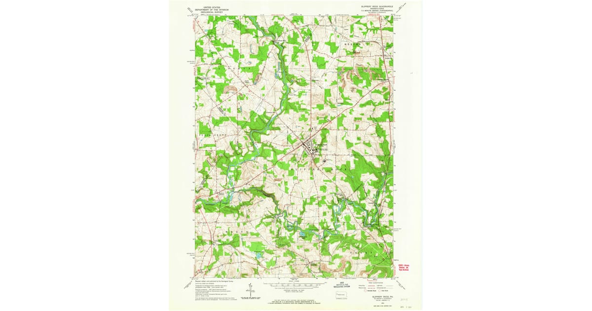 1961 Map of Slippery Rock, PA — High-Res | Pastmaps