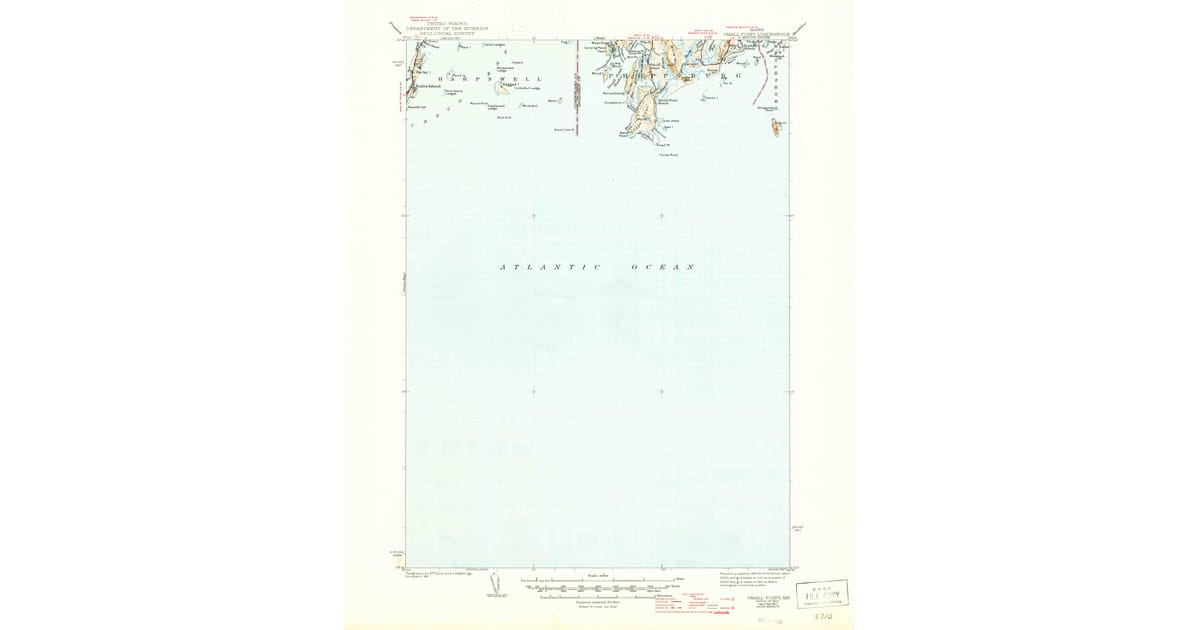 1944 Map of Small Point, Cumberland County, ME — High-Res, 1947 Print ...