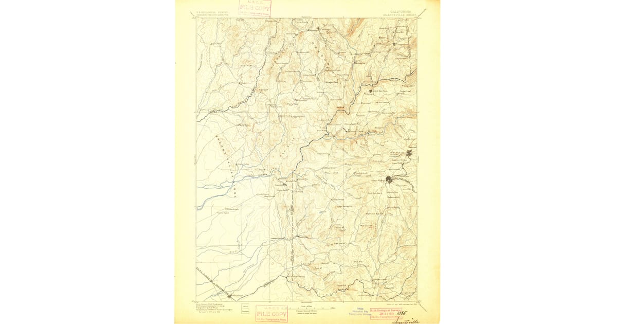 1895 Map of Smartsville, CA — High-Res, 1900 Print | Pastmaps