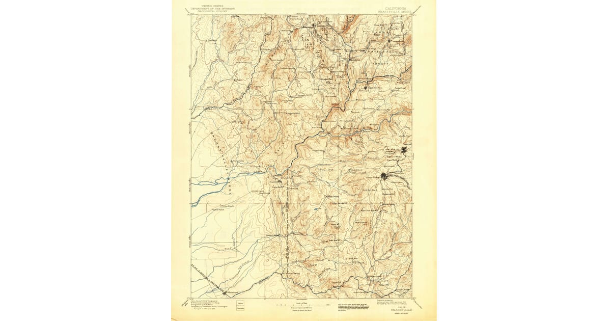 1895 Map of Smartsville, CA — High-Res, 1943 Print | Pastmaps