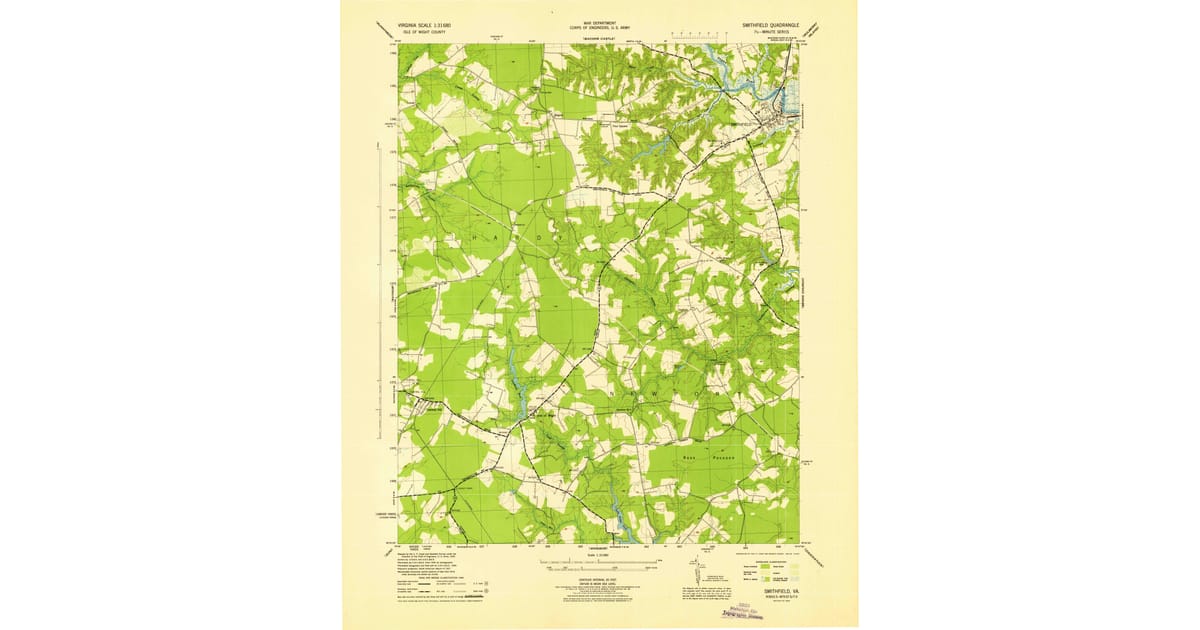 1945 Map of Smithfield, VA — High-Res | Pastmaps