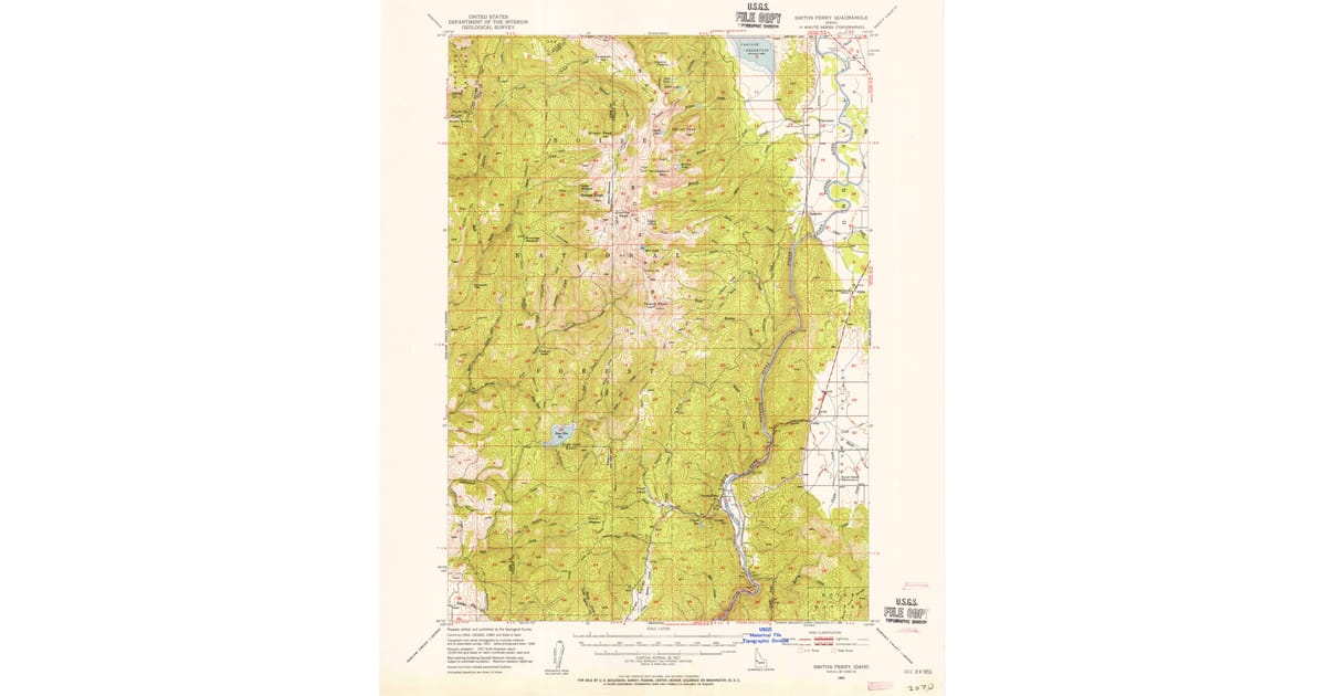 1953 Map of Smiths Ferry, ID — High-Res | Pastmaps