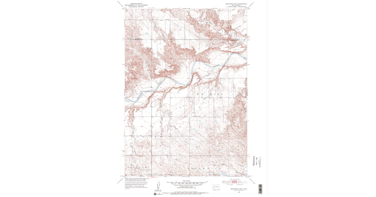 1951 Map of Smithwick NW, Fall River County, SD — High-Res | Pastmaps