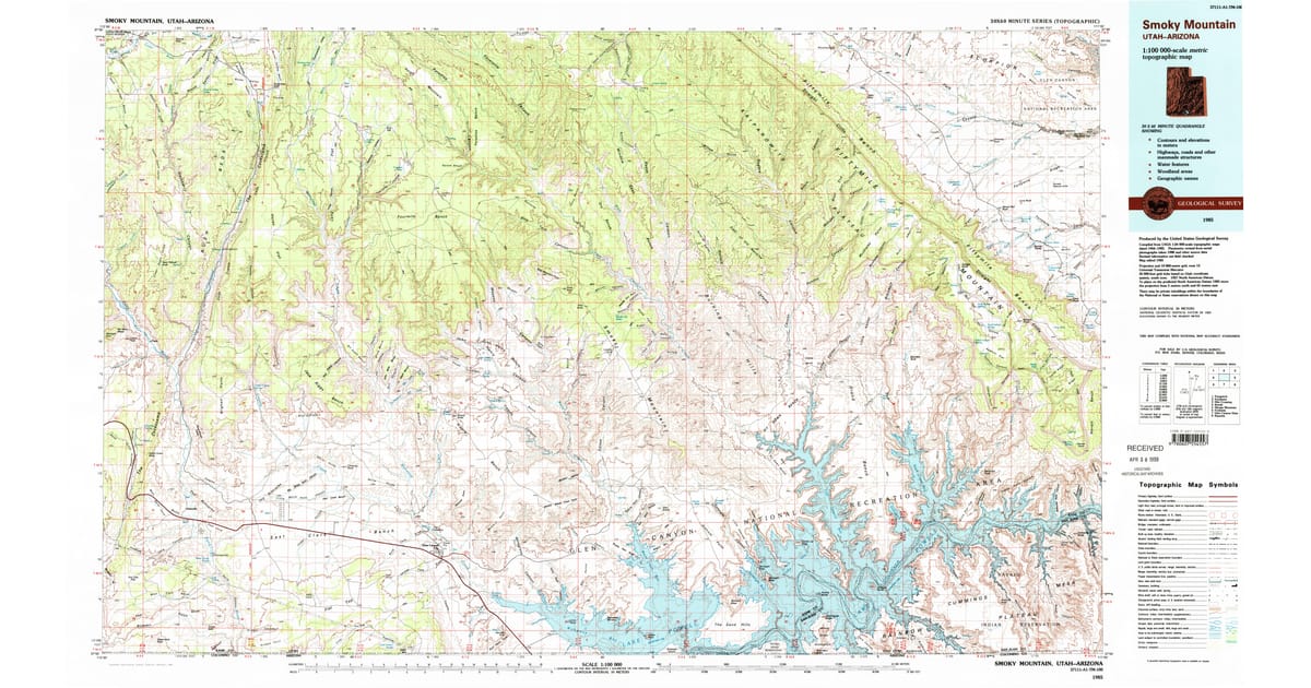 1985 Map of Smoky Mountain, Kane County, UT — High-Res | Pastmaps
