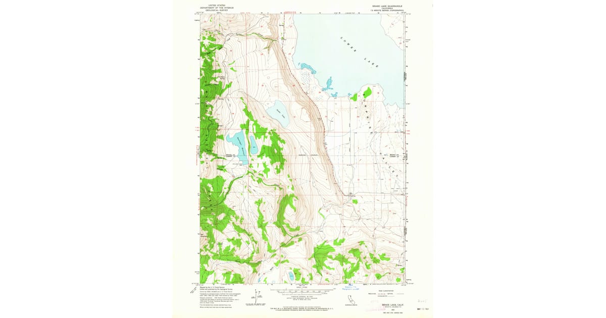 1962 Map of Snake Lake, Modoc County, CA — High-Res | Pastmaps