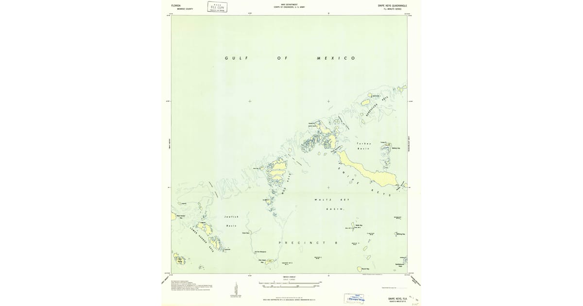 1943 Map of Snipe Keys, Monroe County, FL — High-Res | Pastmaps