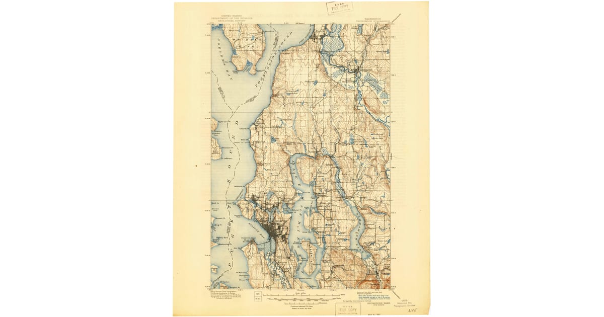 1897 Map of Snohomish, WA — High-Res, 1945 Print | Pastmaps