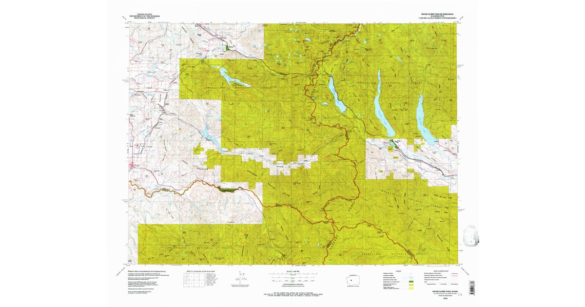 1975 Map of Snoqualmie Pass, WA — High-Res | Pastmaps
