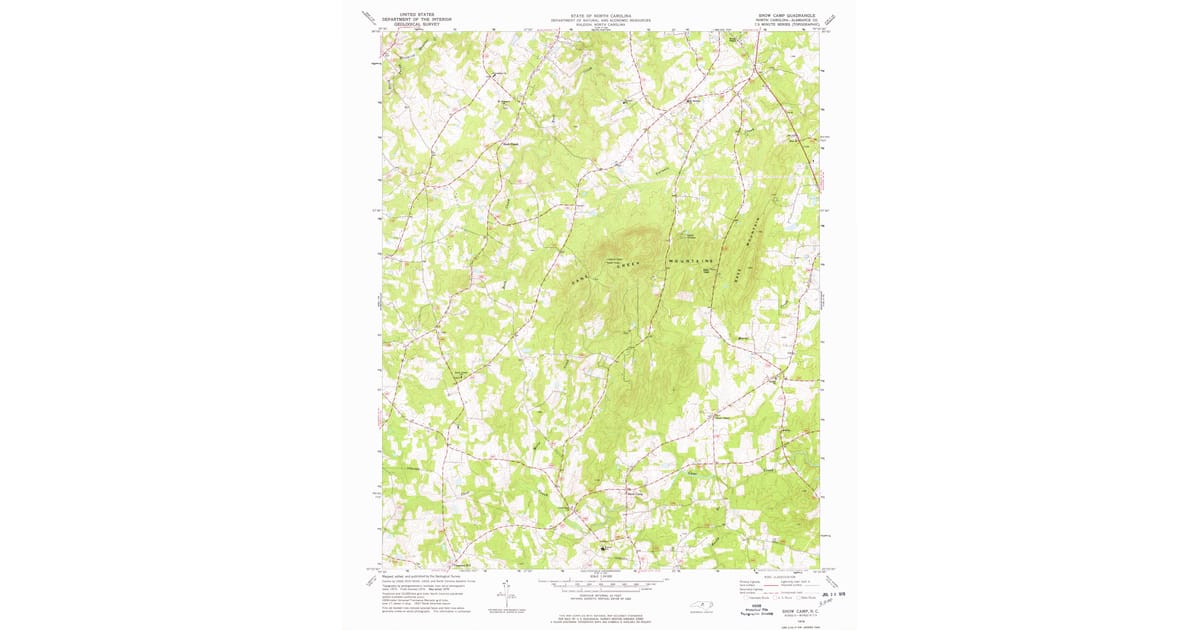 1978 Map of Snow Camp, Alamance County, NC — High-Res | Pastmaps