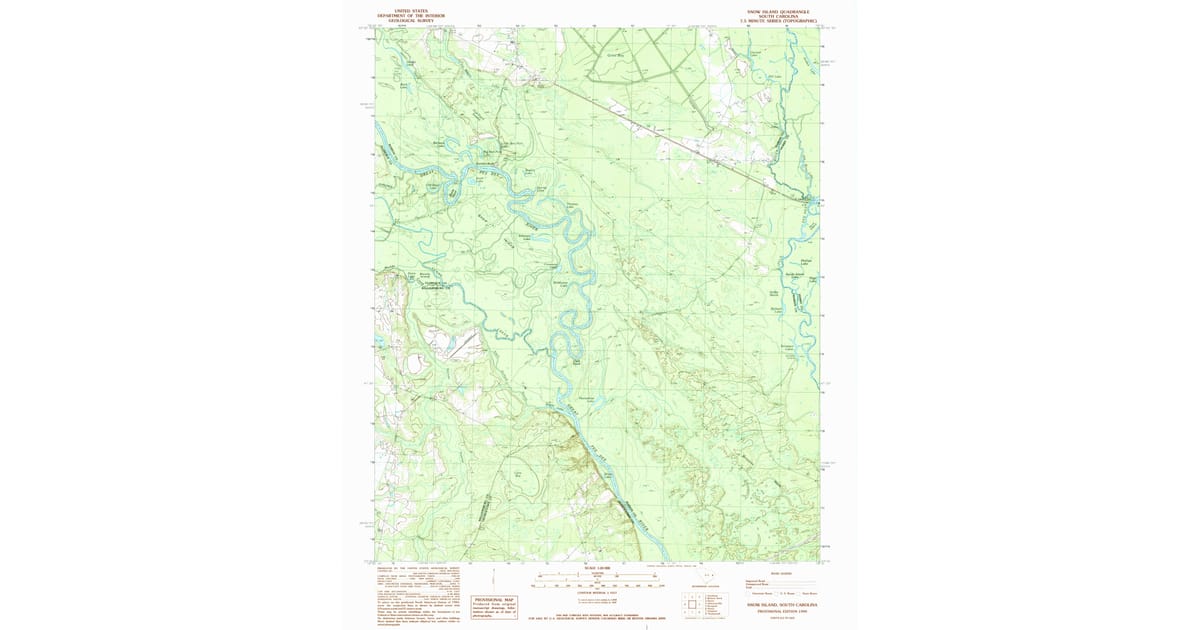 1990 Map of Snow Island, Marion County, SC — High-Res | Pastmaps