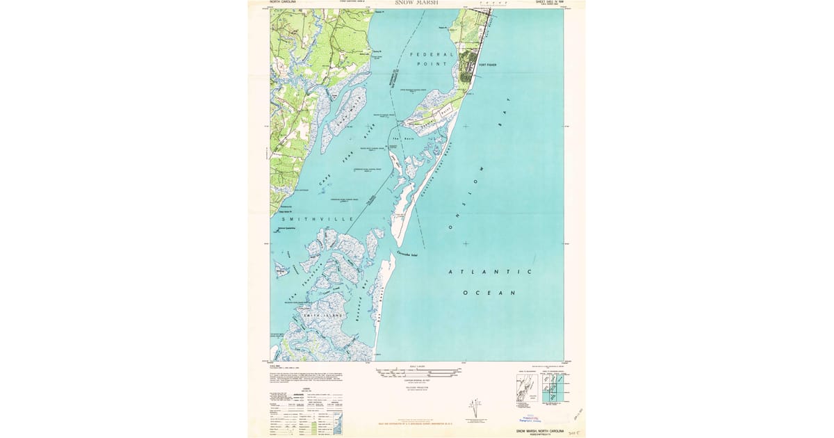 1946 Map of Snow Marsh, Brunswick County, NC — High-Res | Pastmaps