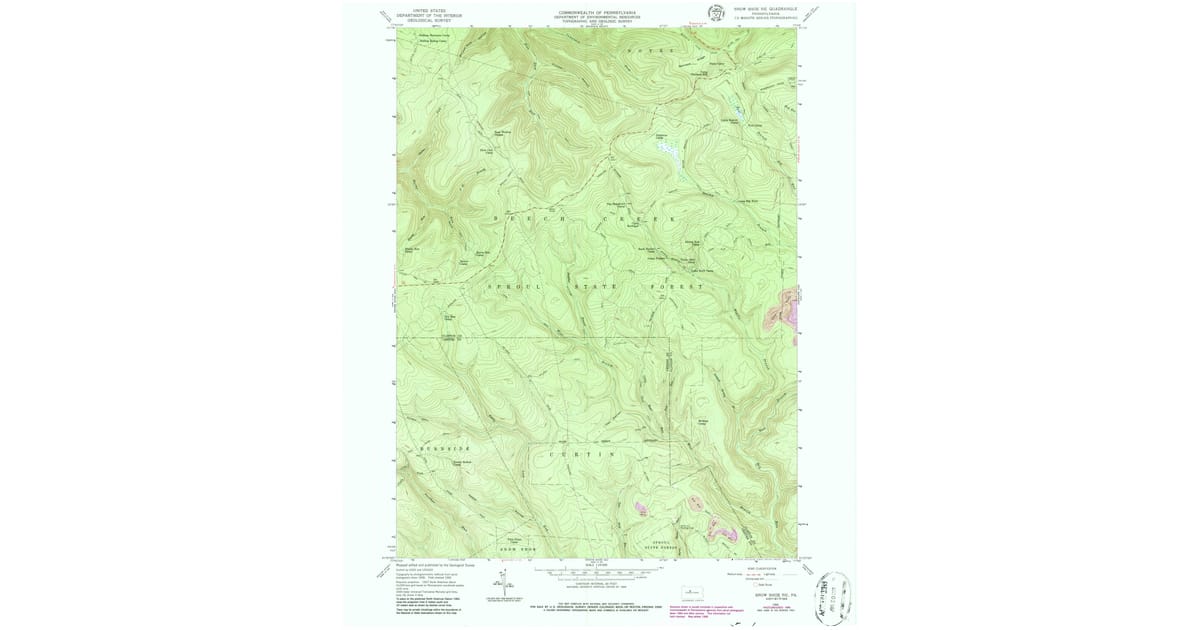 1960 Map of Snow Shoe NE, Clinton County, PA — High-Res, 1986 Print ...