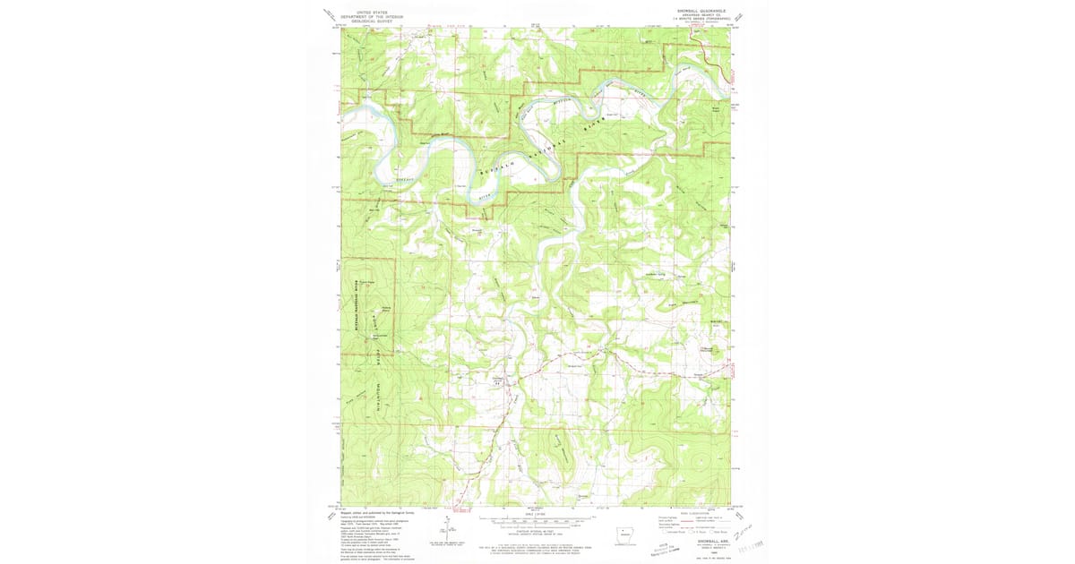 1980 Map of Snowball, Searcy County, AR — High-Res | Pastmaps