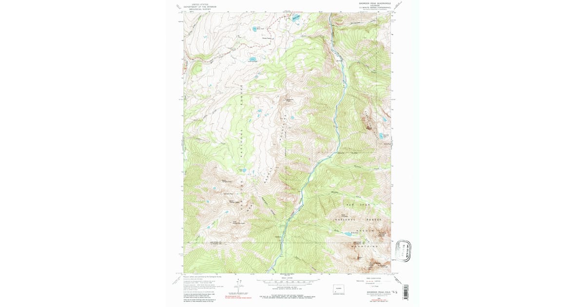 1964 Map of Snowdon Peak, San Juan County, CO — High-Res, 1984 Print ...
