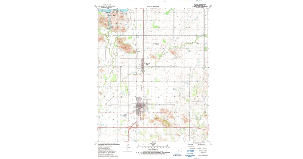1991 Map of Snyder, OK — High-Res | Pastmaps