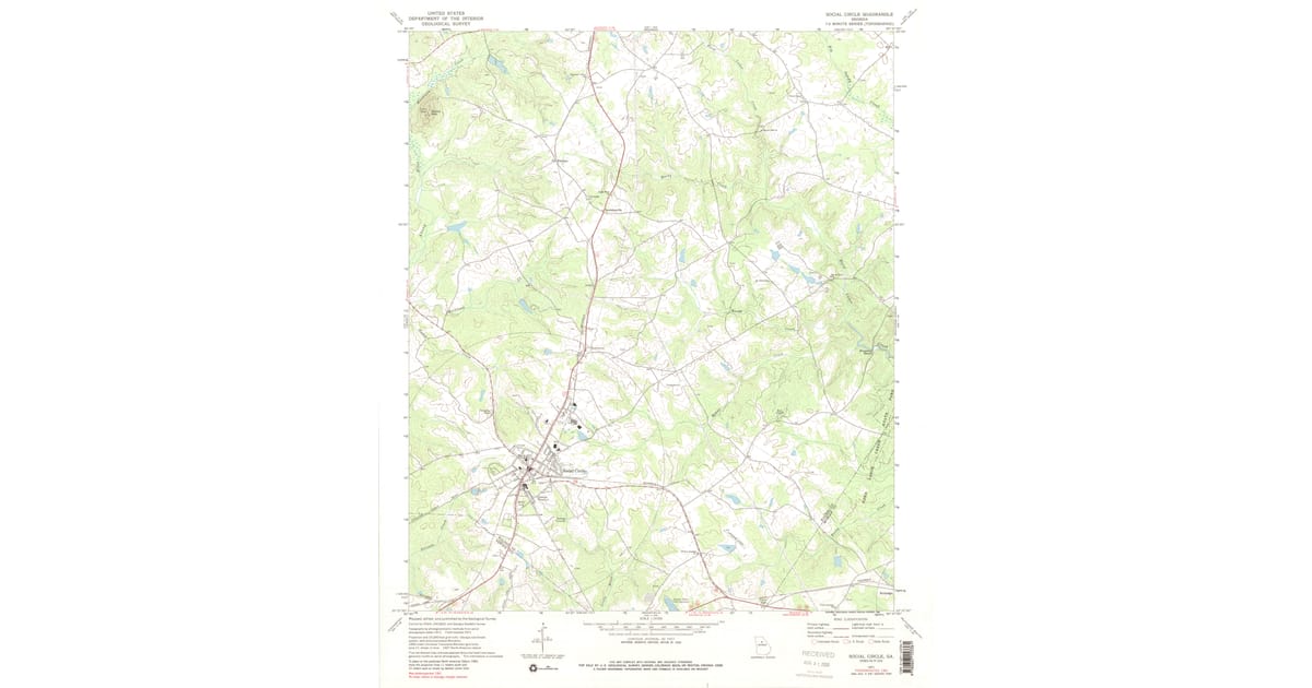 1971 Map of Social Circle, GA — High-Res, 1988 Print #2 | Pastmaps