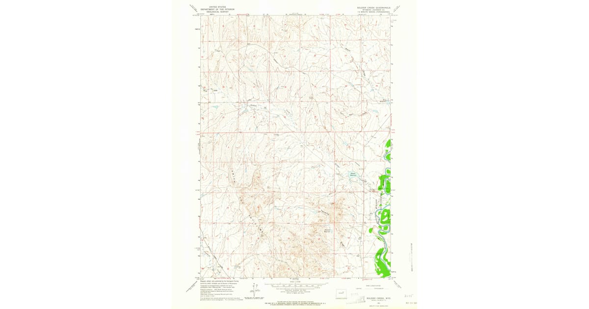 1961 Map of Soldier Creek, Johnson County, WY — High-Res | Pastmaps