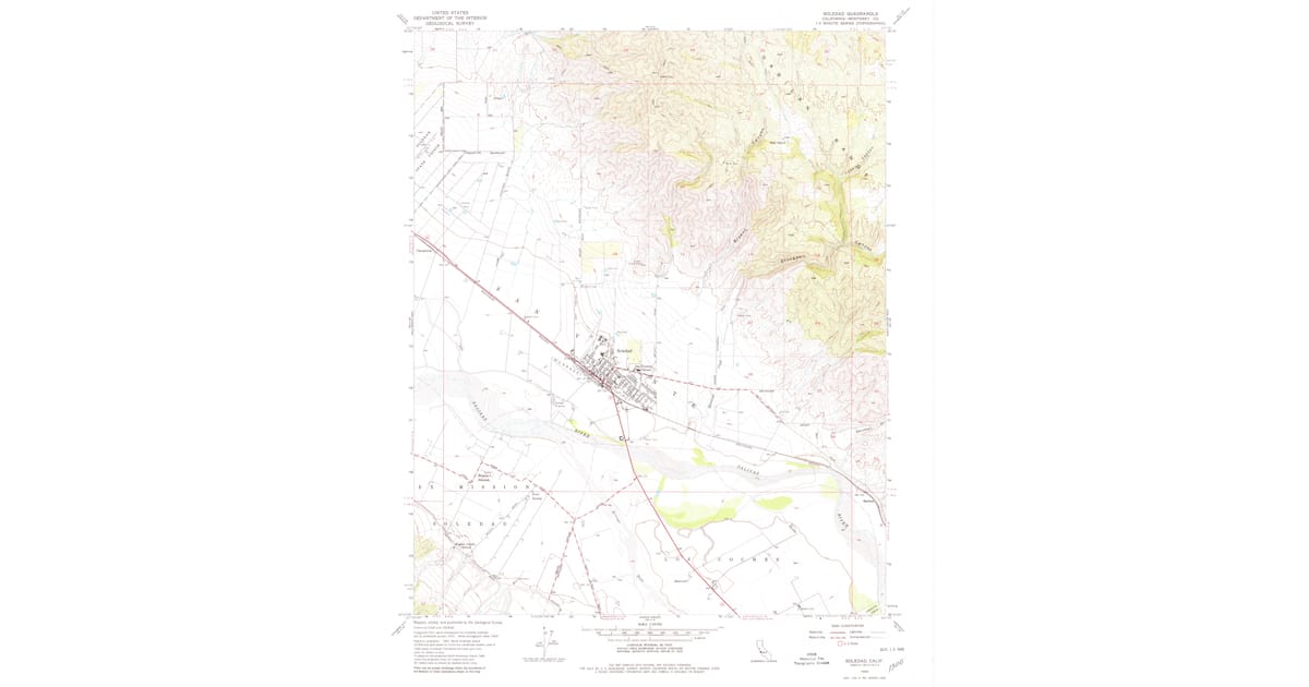 1955 Map of Soledad, CA — High-Res, 1980 Print | Pastmaps