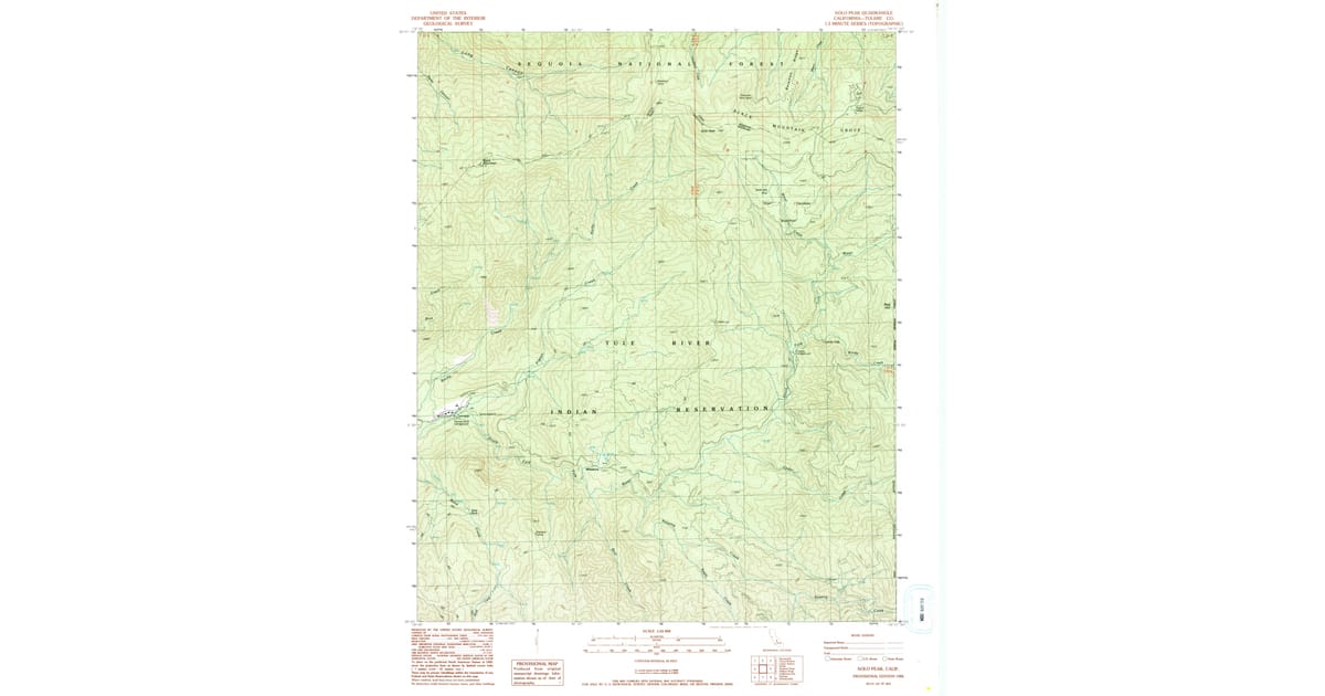 1986 Map of Solo Peak, Tulare County, CA — High-Res | Pastmaps