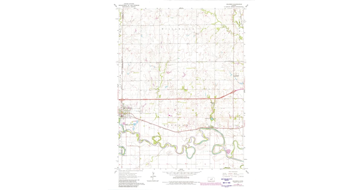 1963 Map of Solomon, KS — High-Res, 1980 Print | Pastmaps