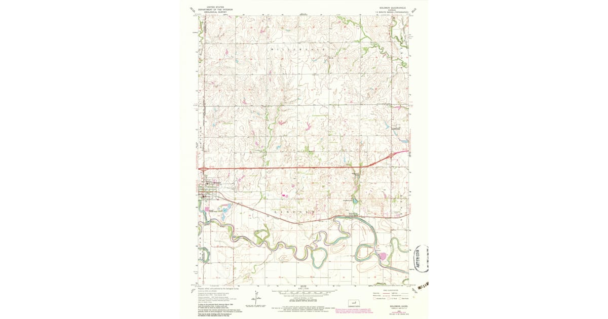 1963 Map of Solomon, KS — High-Res, 1983 Print | Pastmaps