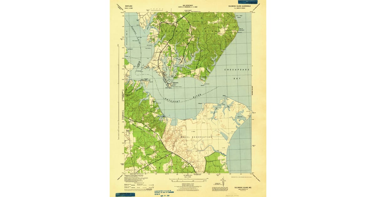 1944 Map of Solomons Island, St. Mary's County, MD — High-Res | Pastmaps