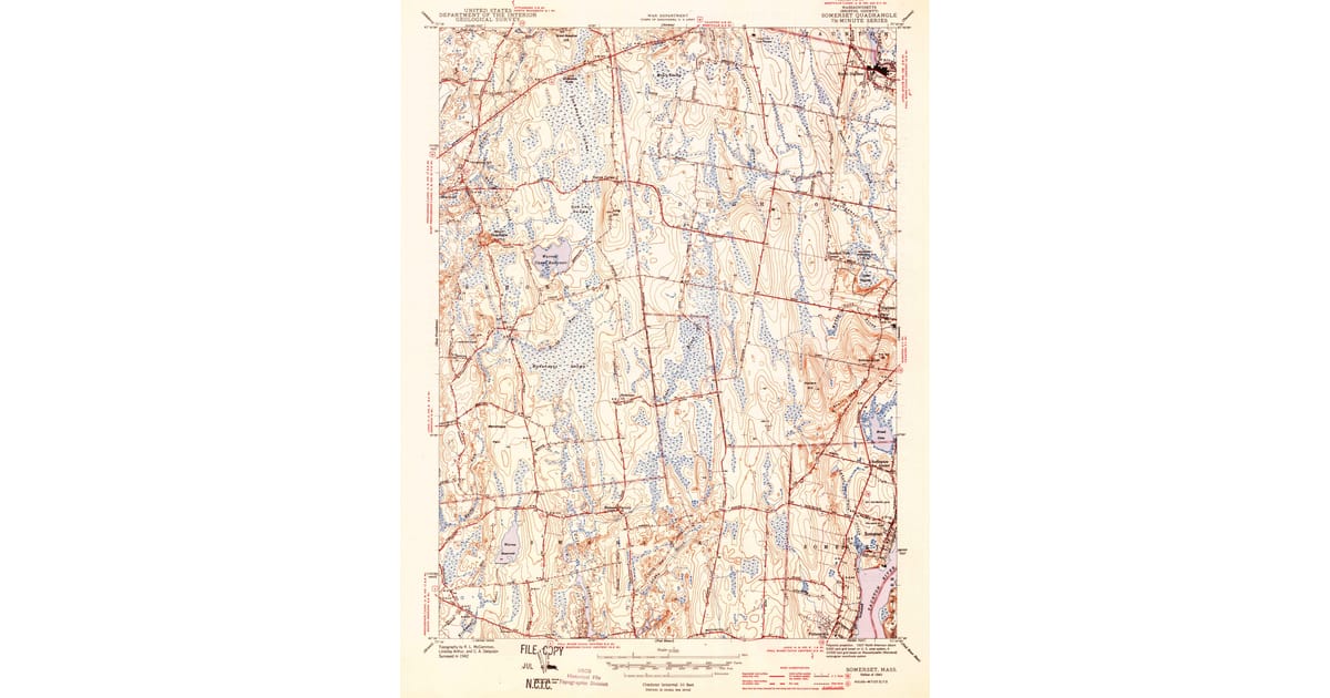 1943 Map of Somerset, Bristol County, MA — High-Res | Pastmaps