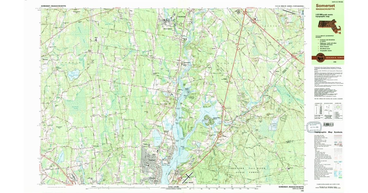 1985 Map of Somerset, Bristol County, MA — High-Res | Pastmaps