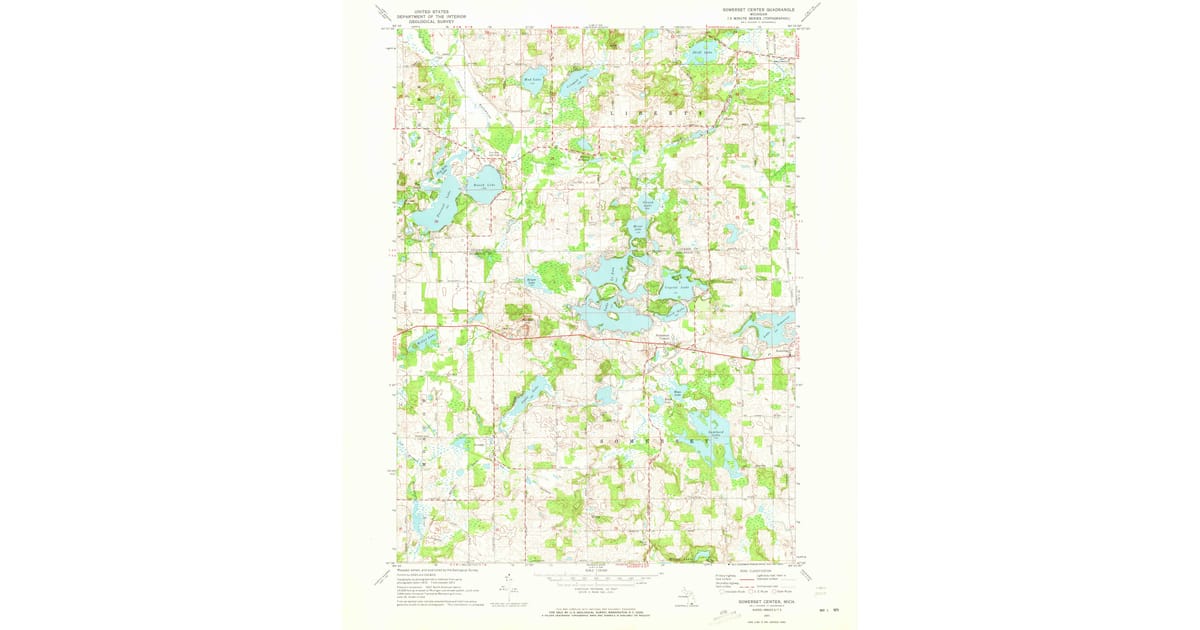 1971 Map of Somerset Center, Hillsdale County, MI — High-Res | Pastmaps