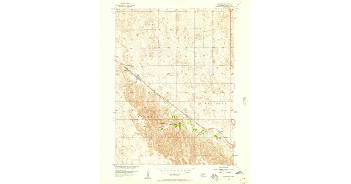 1956 Map of Somerset, Lincoln County, NE — High-Res | Pastmaps