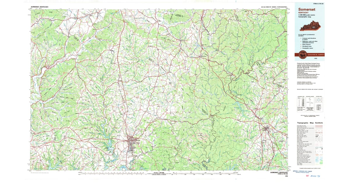 1982 Map of Somerset, KY — High-Res | Pastmaps