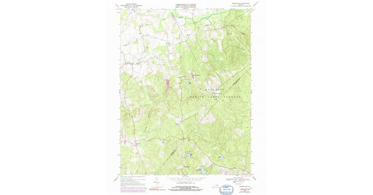 1966 Map of Somerville, Fauquier County, VA — High-Res, 1991 Print #2 ...