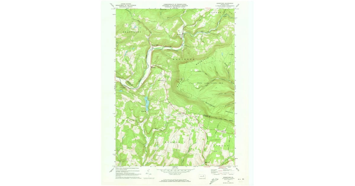 1970 Map of Sonestown, Sullivan County, PA — High-Res | Pastmaps