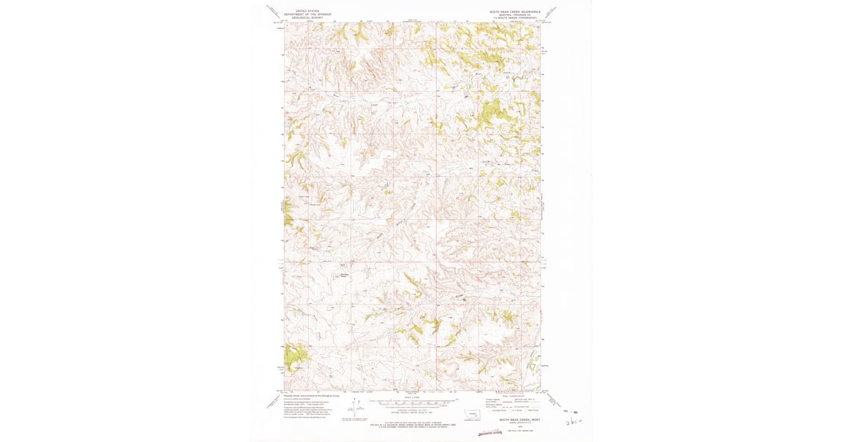 1972 Map of South Bear Creek, Treasure County, MT — High-Res | Pastmaps