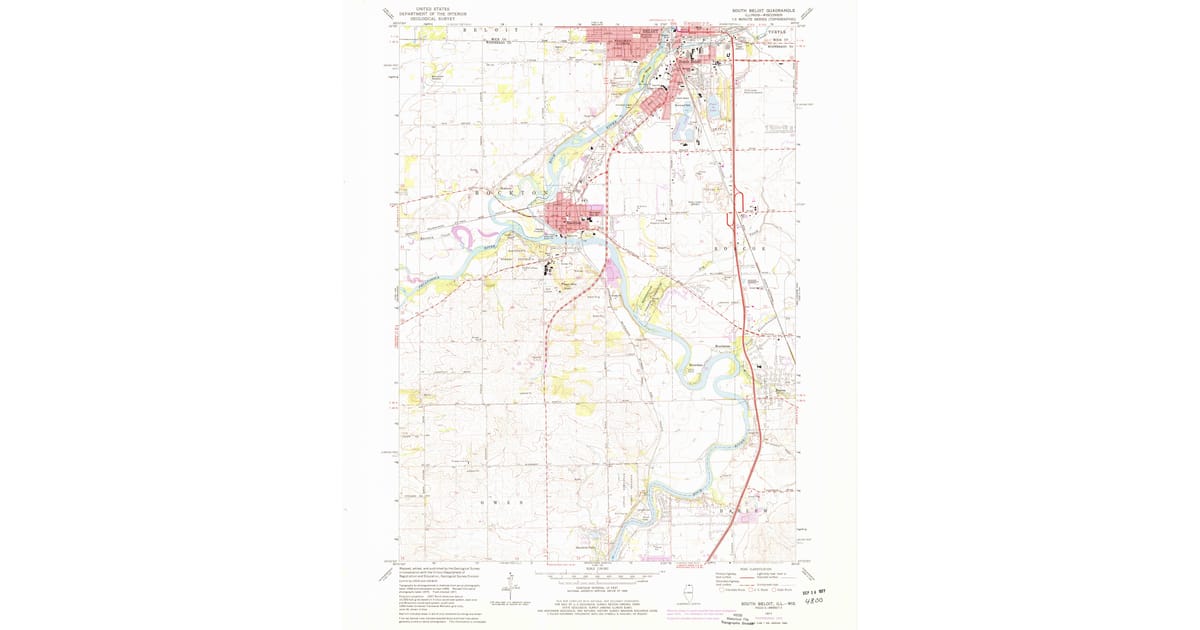 1971 Map of South Beloit, IL — High-Res, 1977 Print | Pastmaps