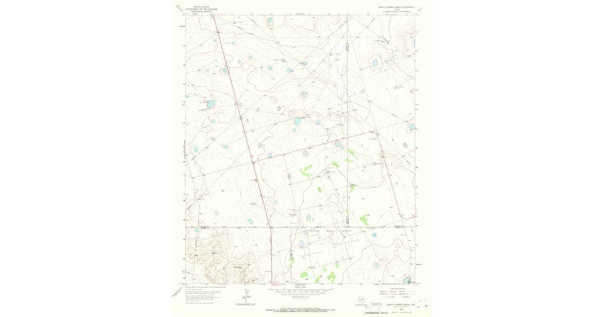 1965 Map of South Cowden Ranch, Ector County, TX — High-Res | Pastmaps