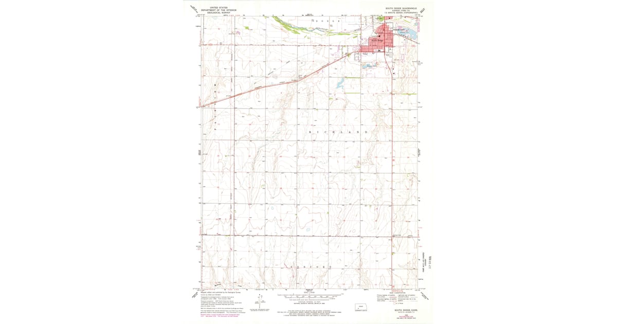 1969 Map of South Dodge, Ford County, KS — High-Res, 1978 Print | Pastmaps