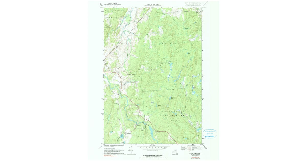 1969 Map of South Edwards, St. Lawrence County, NY — High-Res, 1990 ...