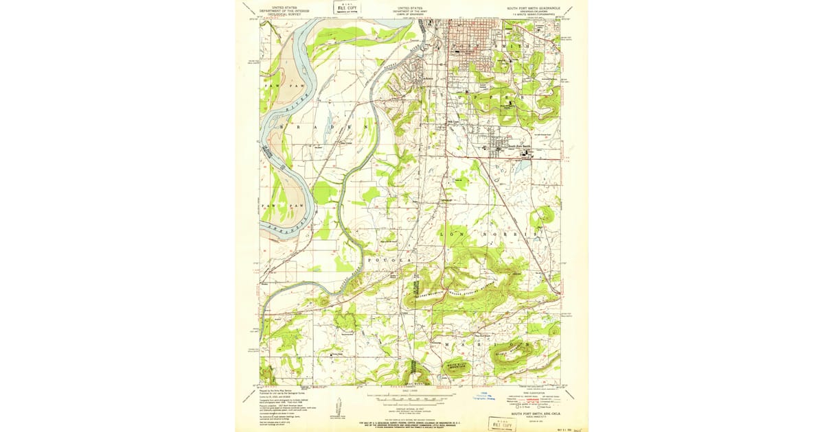 1951 Map of South Fort Smith, Sebastian County, AR — High-Res | Pastmaps