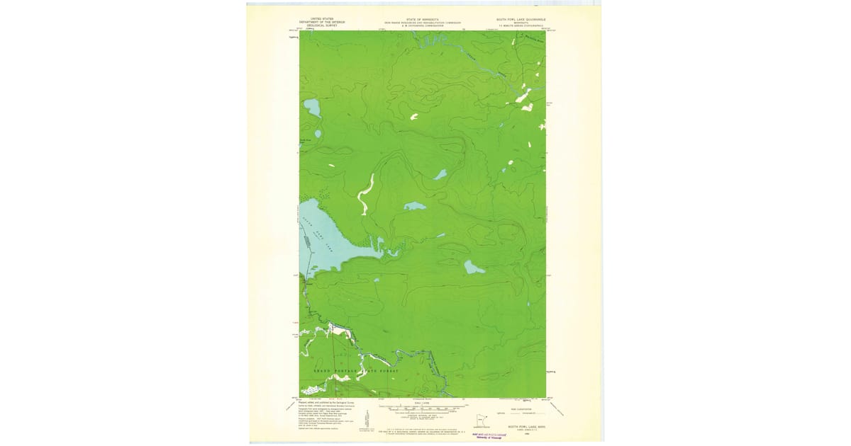 1960 Map of South Fowl Lake, Cook County, MN — High-Res | Pastmaps