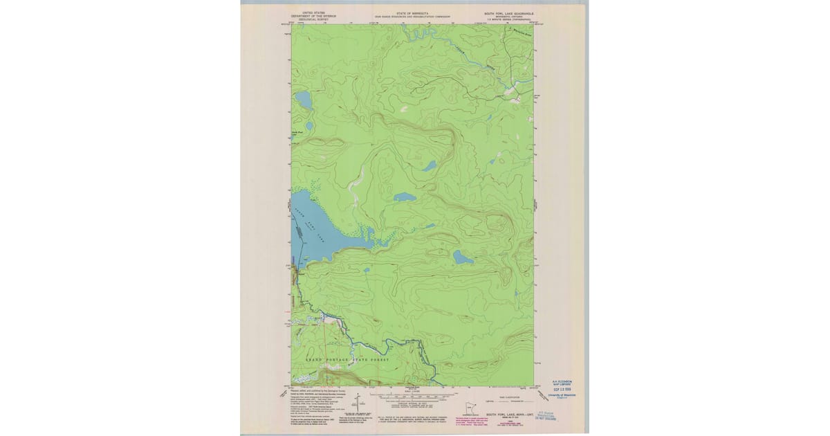 1960 Map of South Fowl Lake, Cook County, MN — High-Res, 1986 Print ...