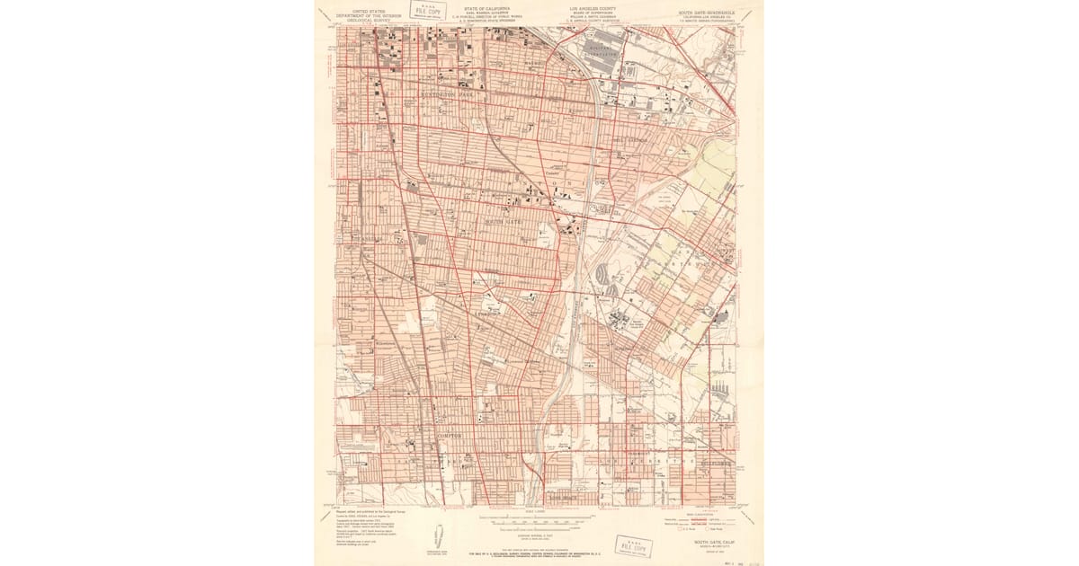 1952 Map of South gate, Los Angeles County, CA — High-Res | Pastmaps