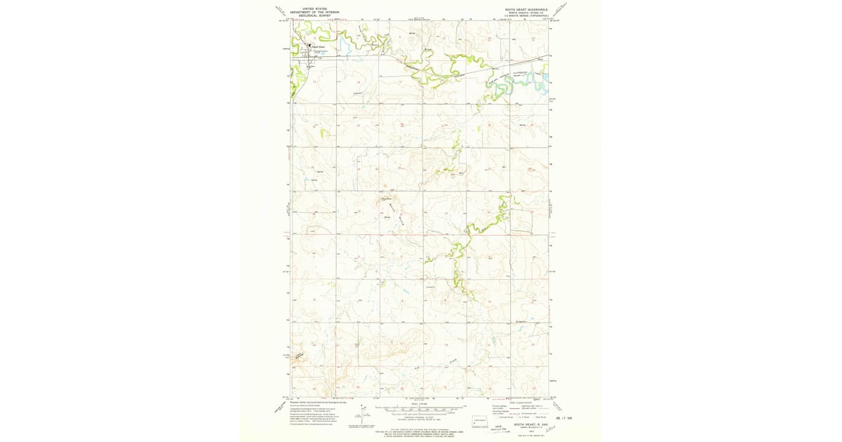 1973 Map of South Heart, ND — High-Res | Pastmaps